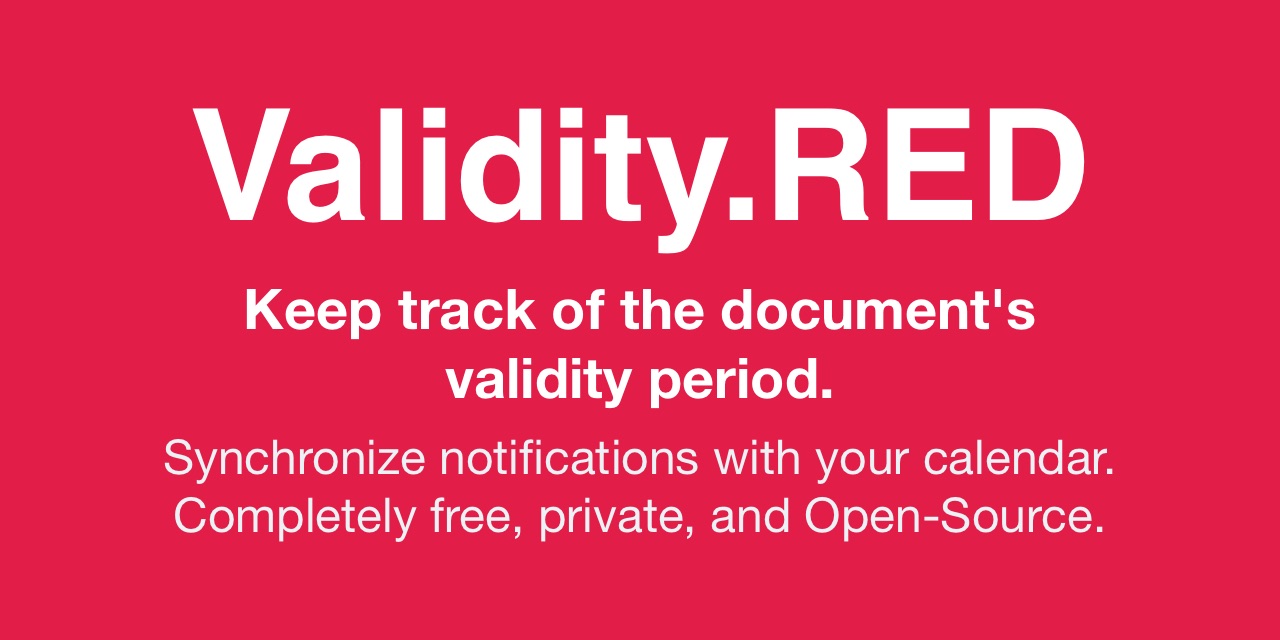 Validity.Red - manage expiration dates for your documents